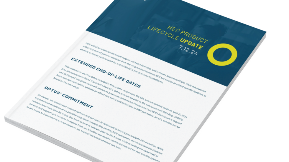 NEC Product Lifecycle Update | Optus, Inc.
